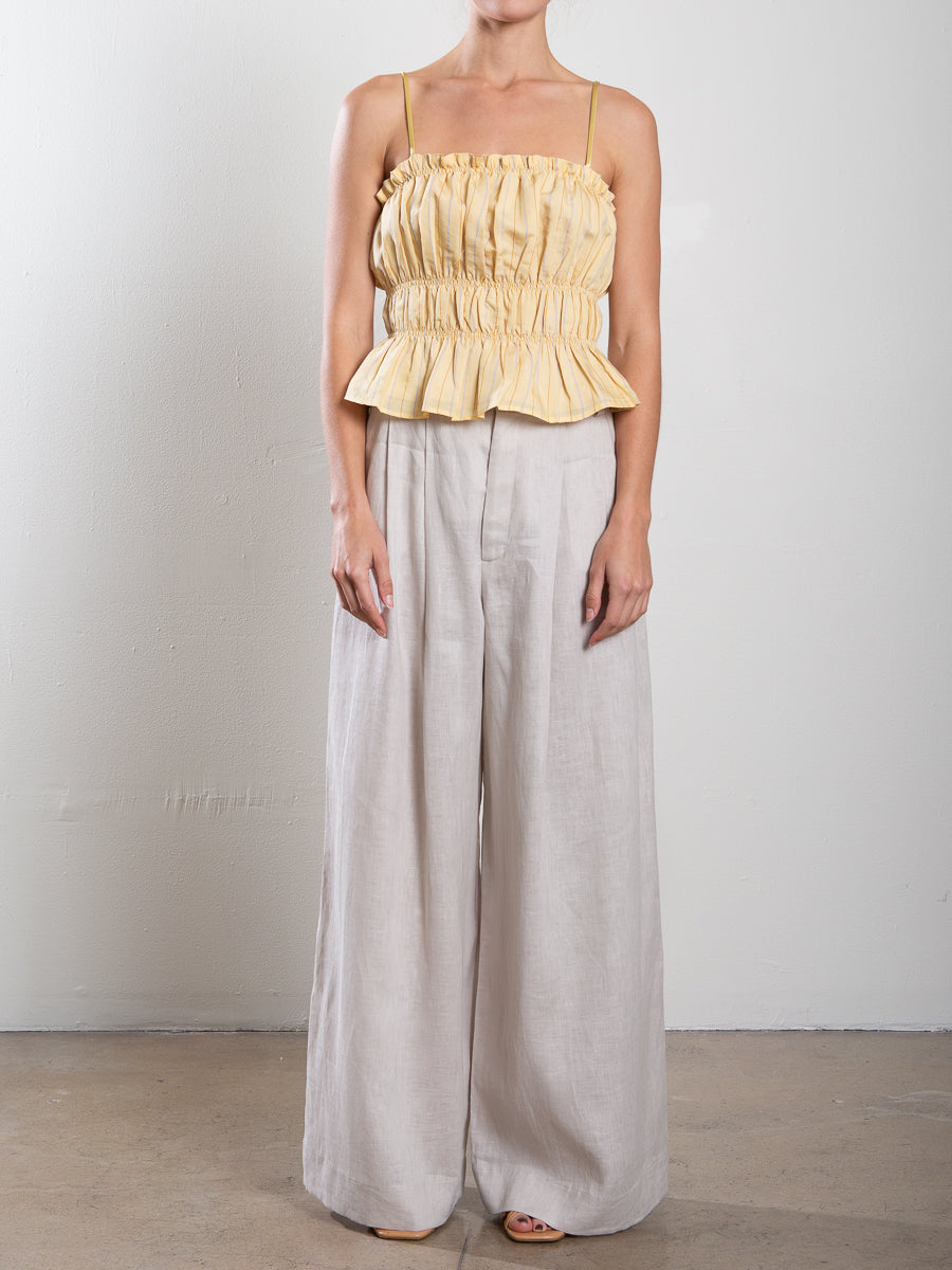 Leona Pant in French Linen - Cement – Pharaoh Collection